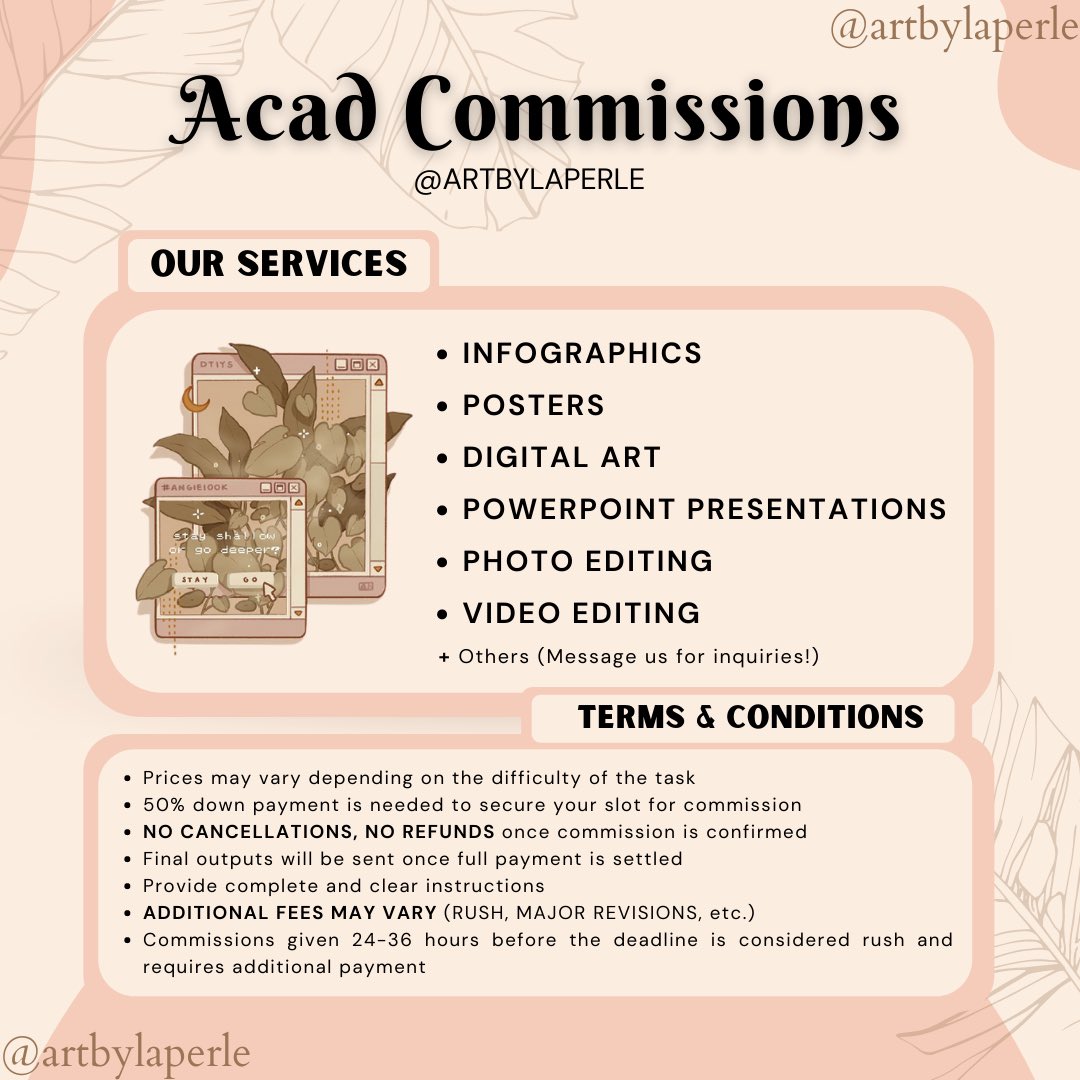 artbylaperle • BRB 🤍 on Twitter: "Need help with your acads? We accept RUSH commissions🫶 📌 lf ...