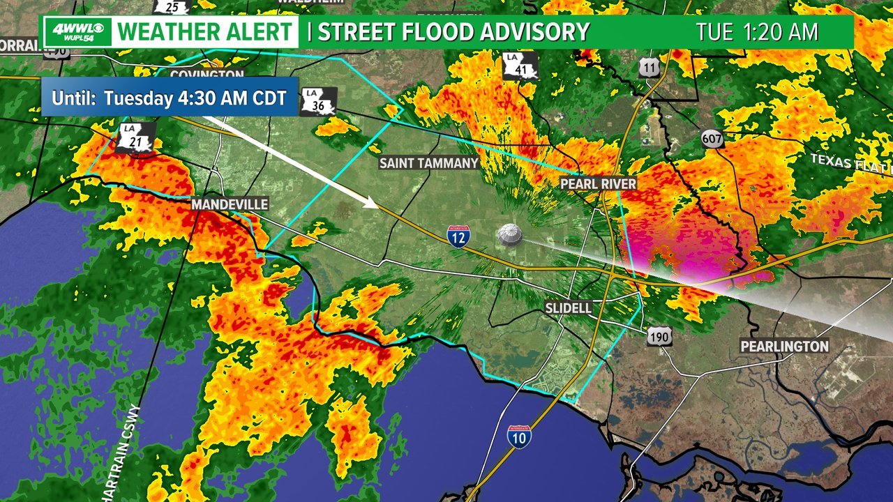 WWL-TV Weather on Twitter: "A Street Flood Advisory has been issued for parts of St. Tammany ...