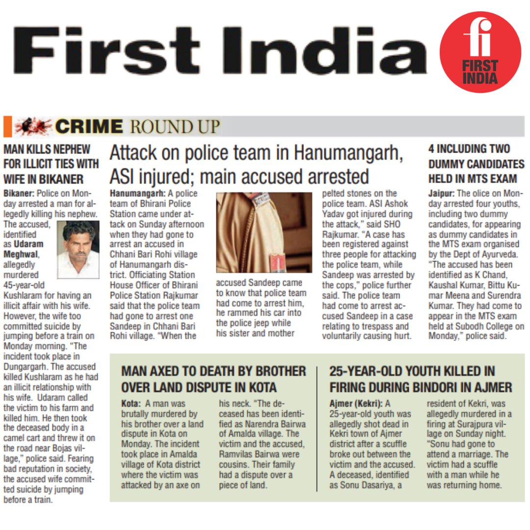 First India On Twitter Fijaipur Crime Round Up ️man Kills Nephew