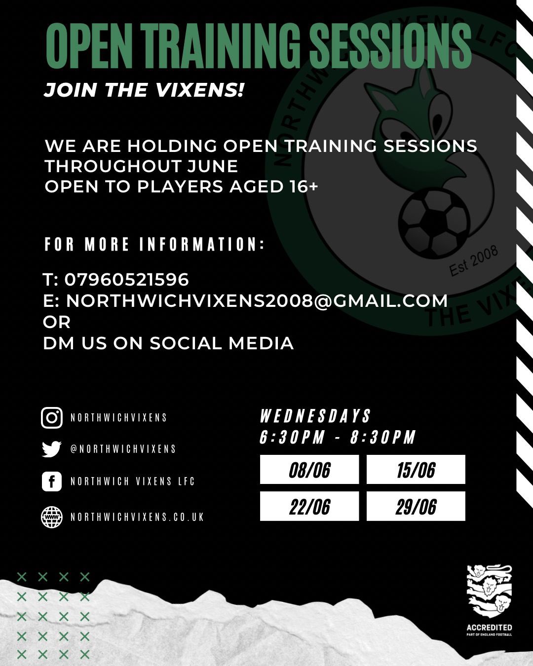 Northwich Vixens on Twitter: "📣| OPEN TRAINING SESSIONS Please get in touch if you are ...