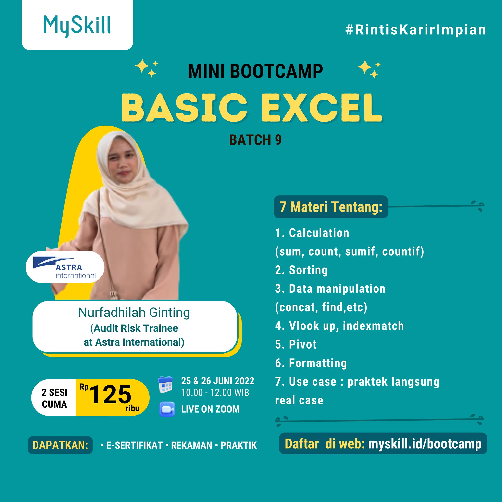 Si Paling Belajar on Twitter: "🌟 Bootcamp : Basic Excel Batch 9 CUMA 125 K Benefits : - Sesi ...