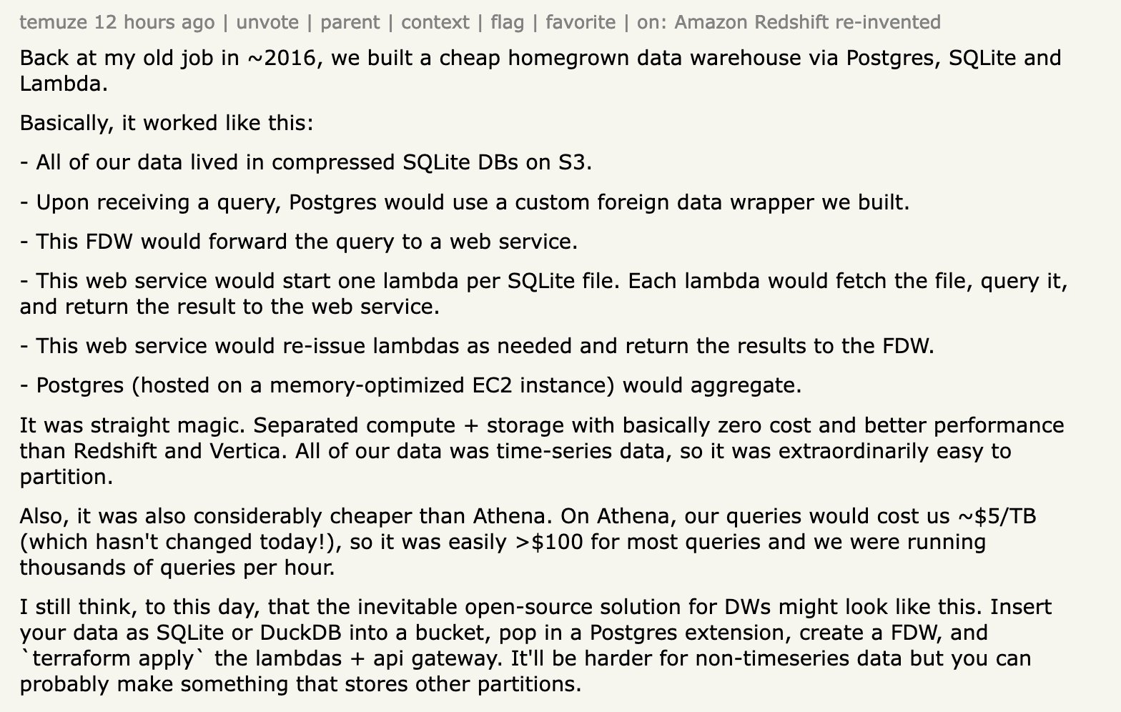 Simon Willison auf Twitter: „Fascinating HN comment from someone who's company built a custom ...