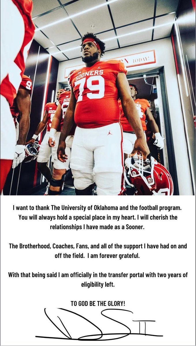 Oklahoma OT Darrell Simpson has entered the transfer portal : r/CFB