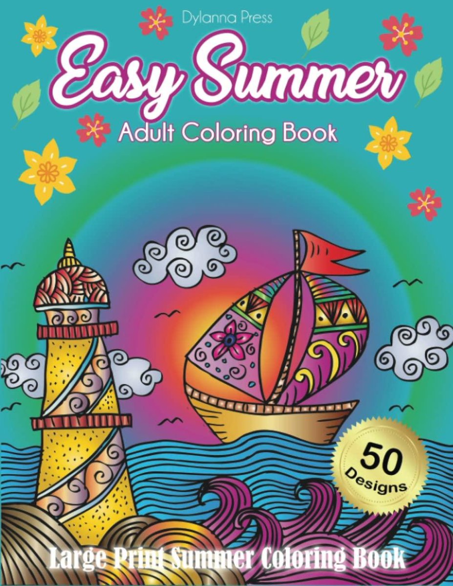 READ EBOOK Easy Summer Adult Coloring Book: Large Print Summer Coloring ...