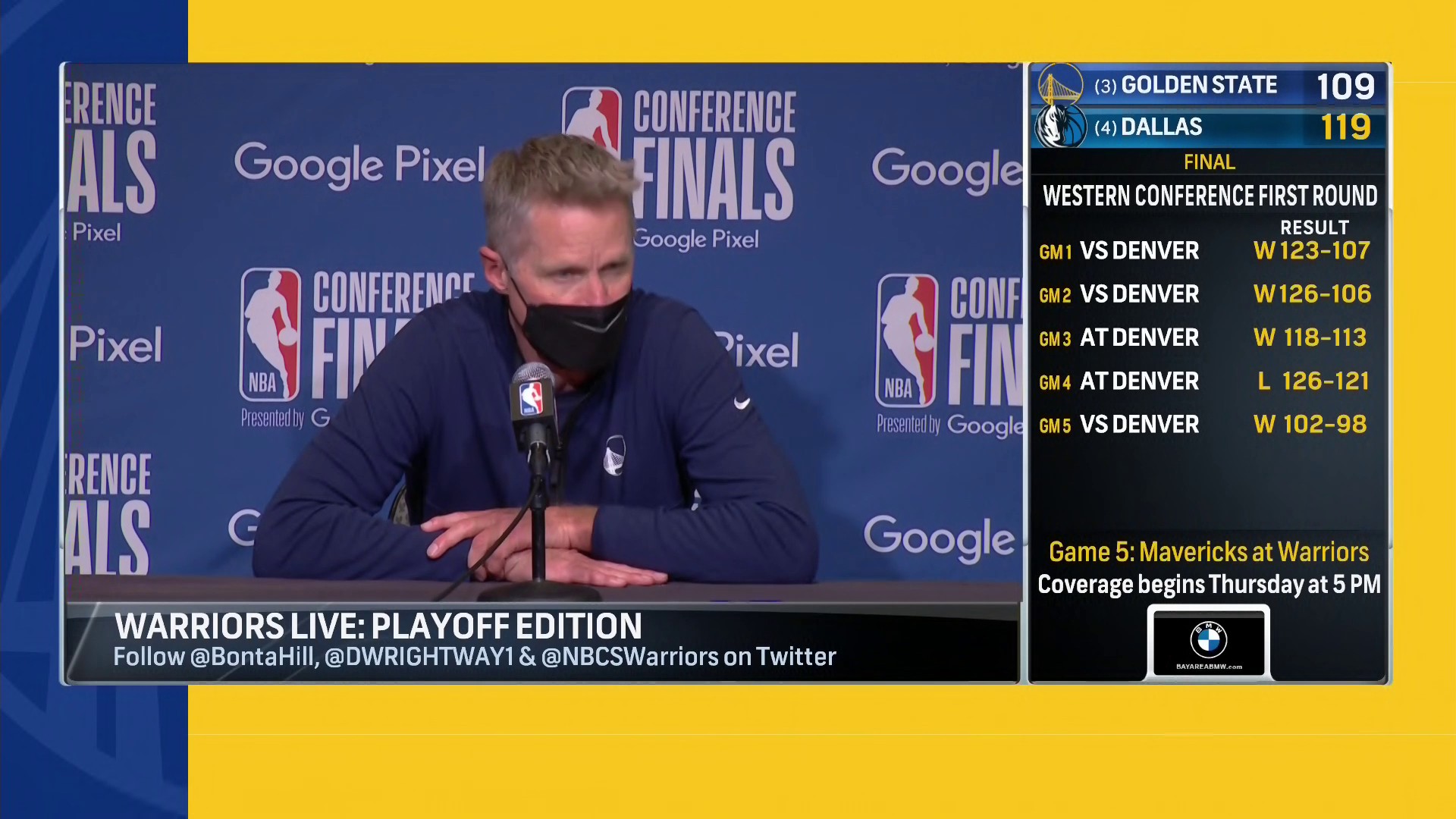 Warriors on NBCS on Twitter: "Steve Kerr says the Warriors tried to keep their focus on ...