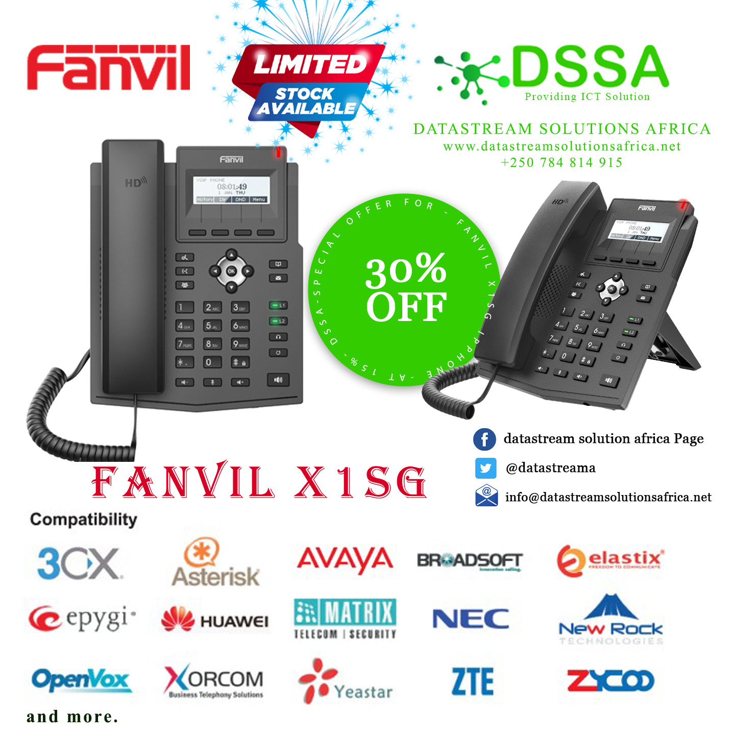 Datastream Solutions Africa on Twitter: "Fanvil X1SG is an entry-level, it's budget friendly ...