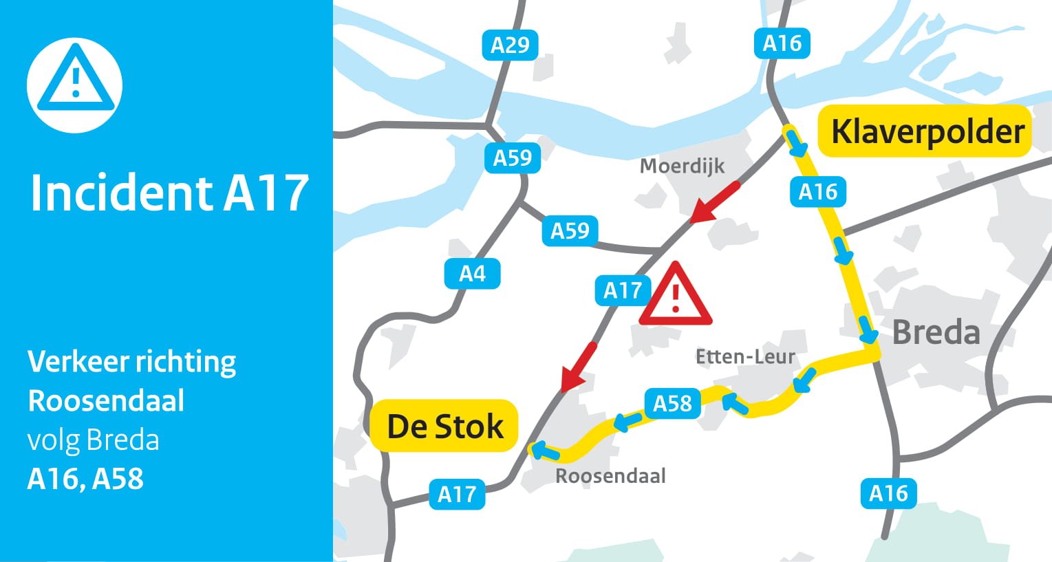 Rijkswaterstaat Verkeersinformatie on Twitter: "Op de #A17 richting Roosendaal staat bij ...
