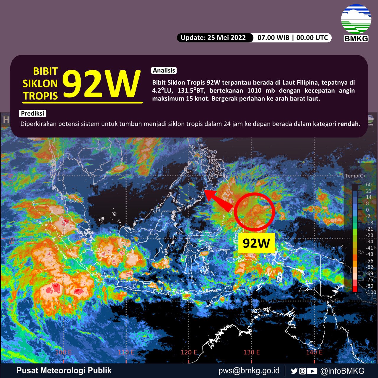 BMKG on Twitter: "Update Bibit Siklon Tropis 92W terpantau berada di Laut Filipina. Diperkirakan ...