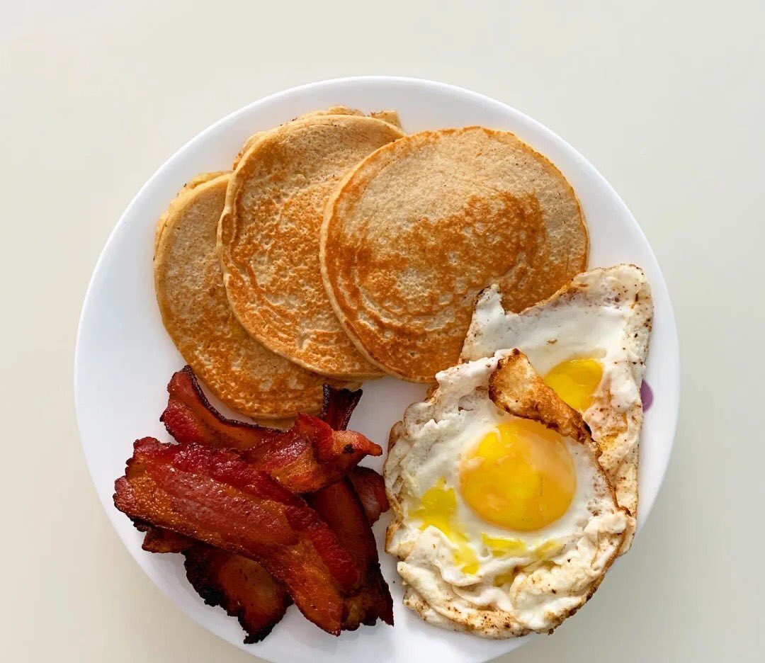 Breakfast Pancakes Eggs And Bacon