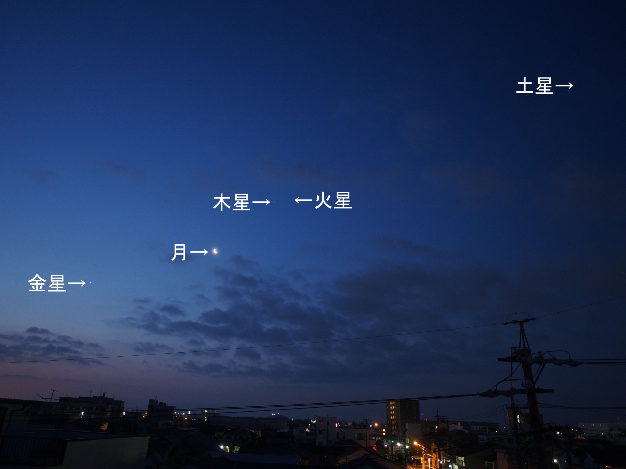 岡野 幸次 On Twitter 金星 木星 火星 土星 の 惑星整列 に 月 が通過中!2022年5月26日03時59分頃