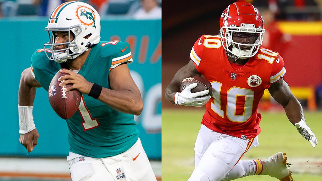 Around The NFL on Twitter: "Tyreek Hill hypes his QB Tua Tagovailoa: He throws "one of the ...