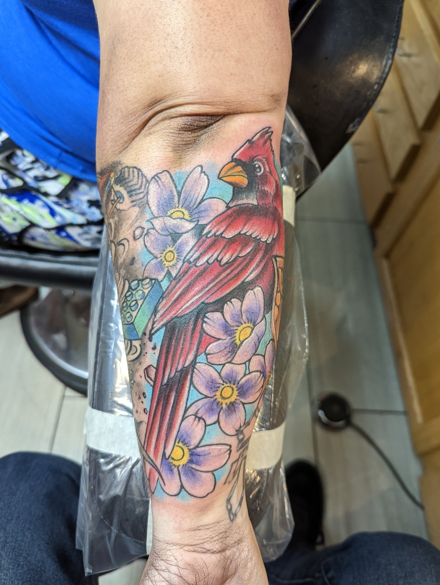 Female Cardinal Bird Tattoo