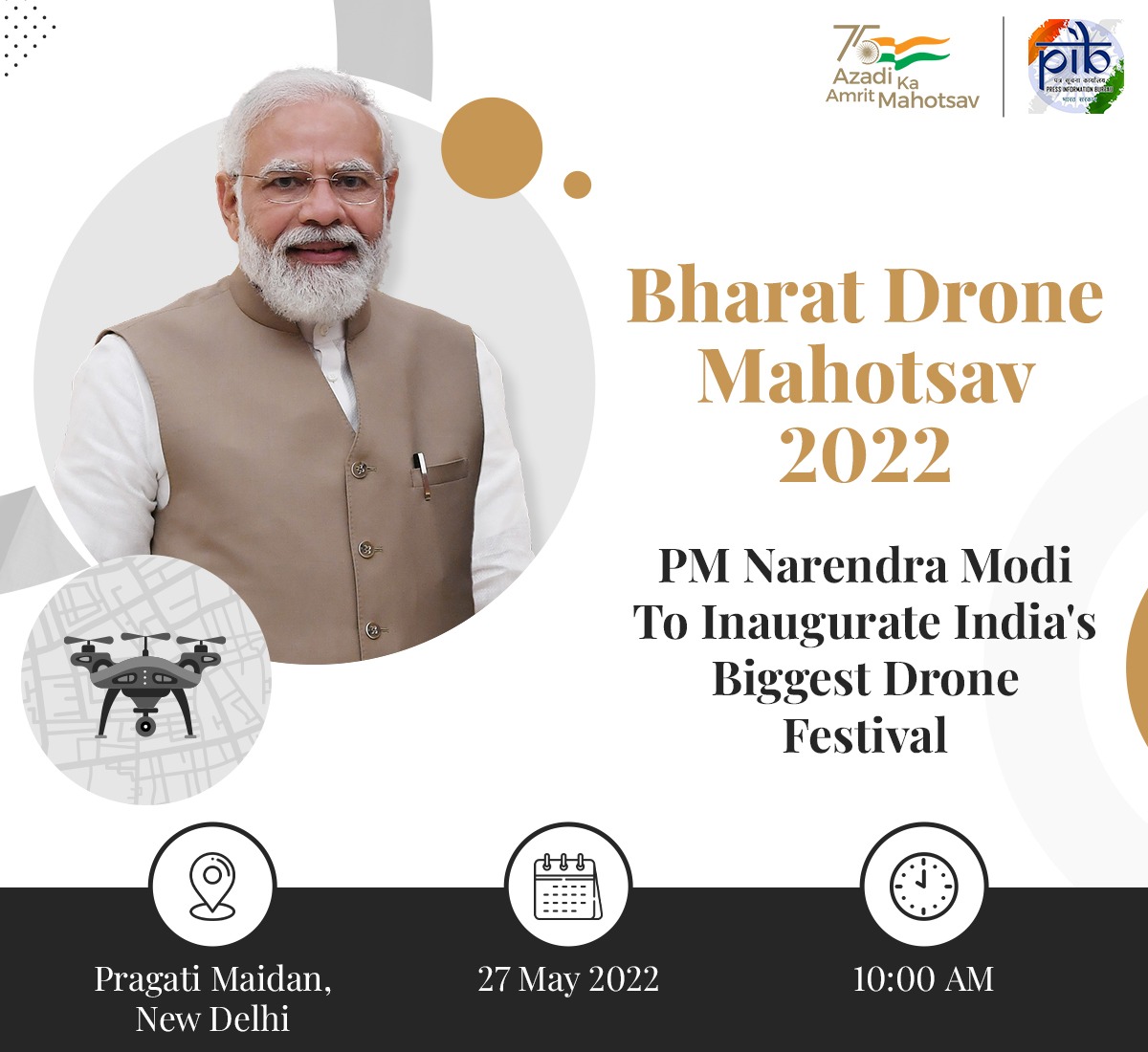 PIB India on Twitter: "PM @narendramodi to inaugurate India's biggest Drone Festival - # ...