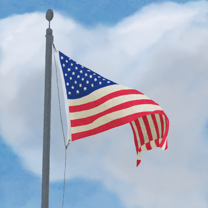 American Flag Waving In The Wind Drawing