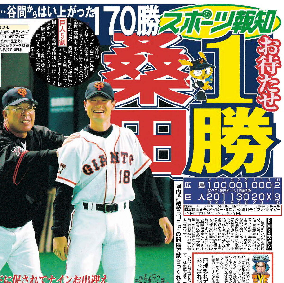 橋本英樹 モデルナ三回目接種済み on Twitter: "RT @hochi_giants: 【巨人・今日は何の日】桑田真澄が通算170勝 開幕から約2か月5度目登板でシーズン初勝利 ...
