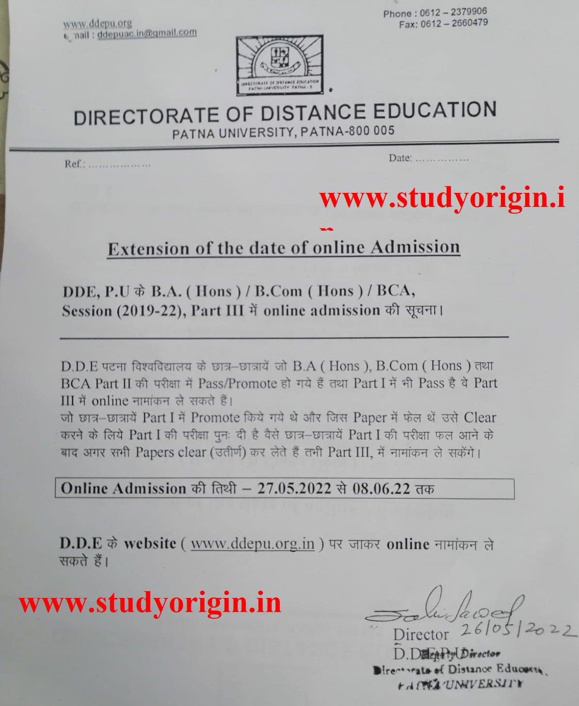 Study Origin on Twitter: "Patna University Distance Mode UG Part 3rd Admission 2019-22 - Last ...