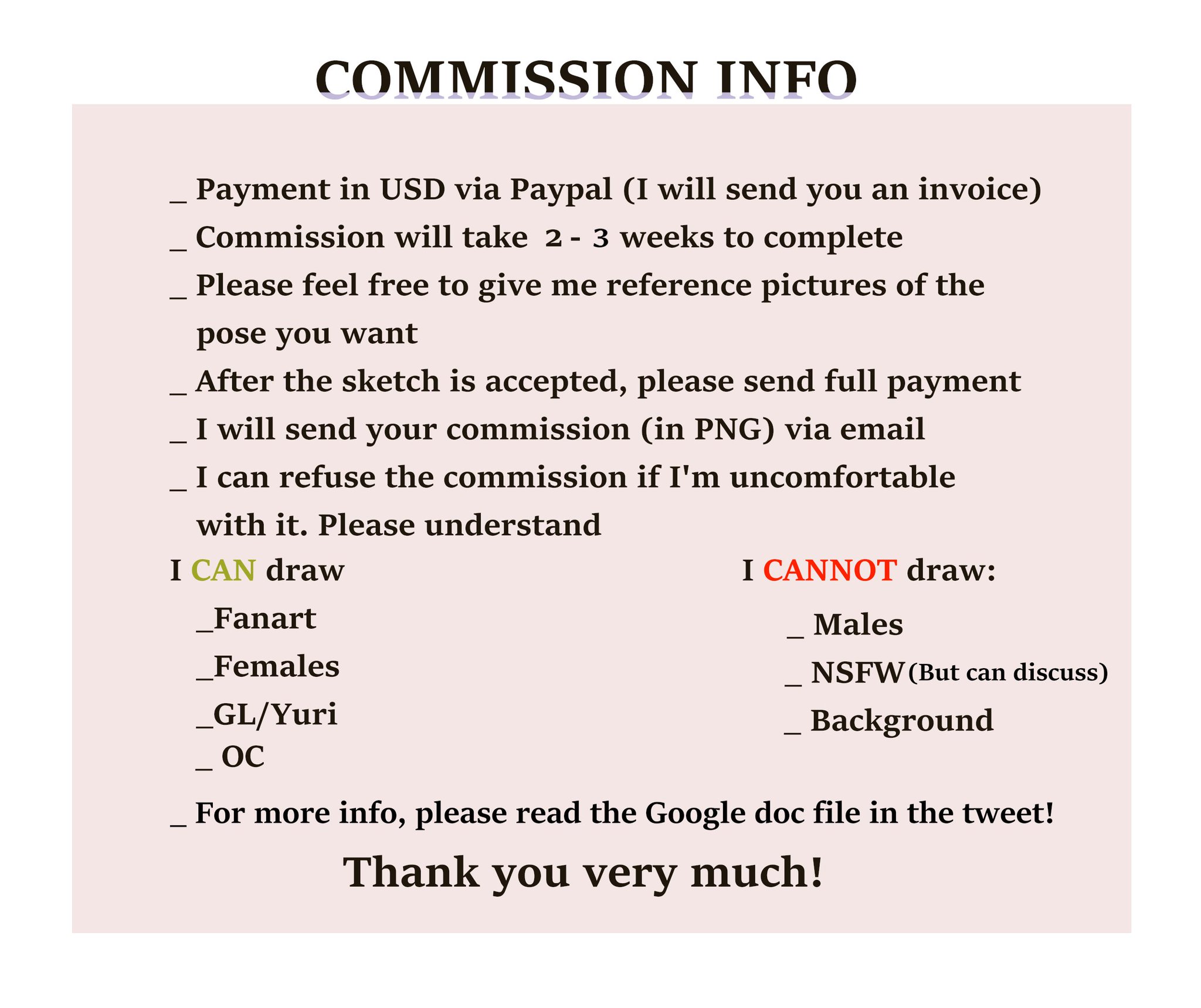 Yuu@Working on comms on Twitter: "Brief comm info Although, if furball comm is simple enough, I ...