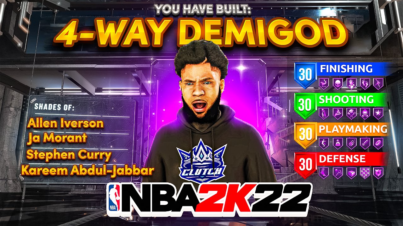 Clutch on Twitter: "This SUPER RARE "4-WAY DEMIGOD" BUILD is BREAKING NBA 2K22! *NEW* BEST BUILD ...