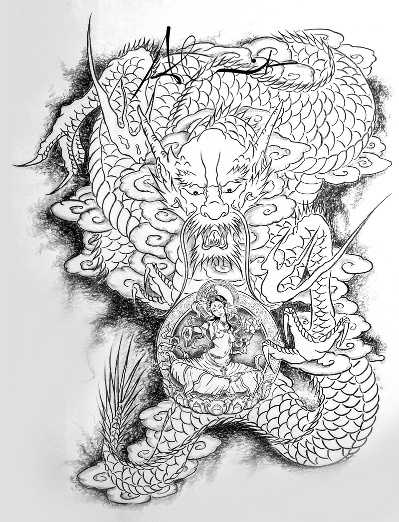Japanese Dragon Pencil Art