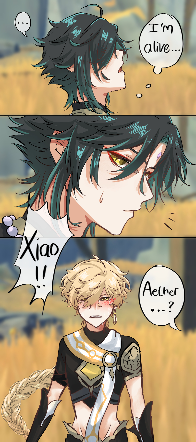 れんれん🌤️ On Twitter Aether After Xiao Sacrificed Himself Xiao X Aether Genshinimpact