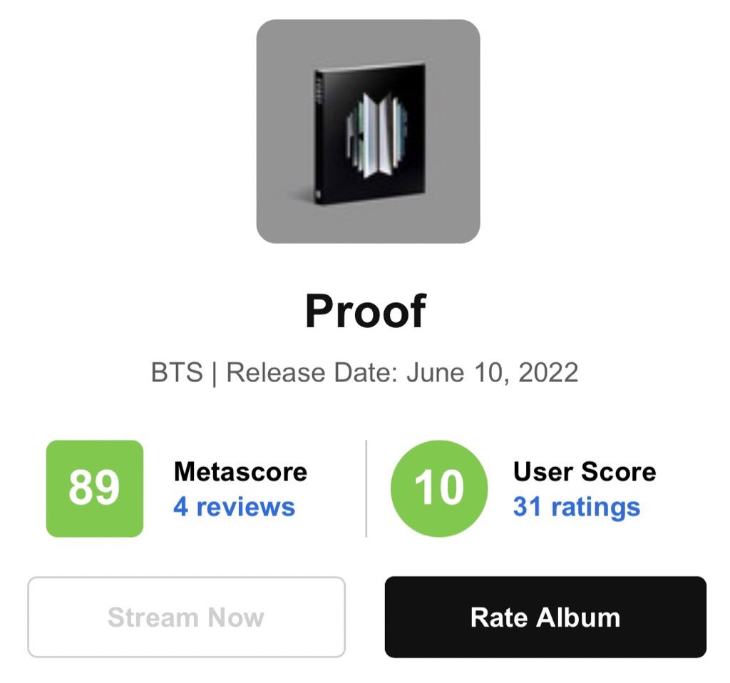 BTS Charts & Translations⁷ on Twitter: ".@BTS_twt’s “Proof” has debuted with a score of 89 on ...