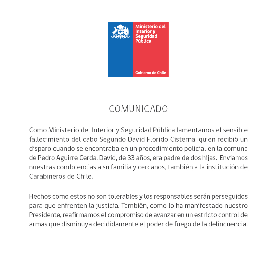 Gobierno De Chile On Twitter Rt Min Interior 🔵 Comunicado Del