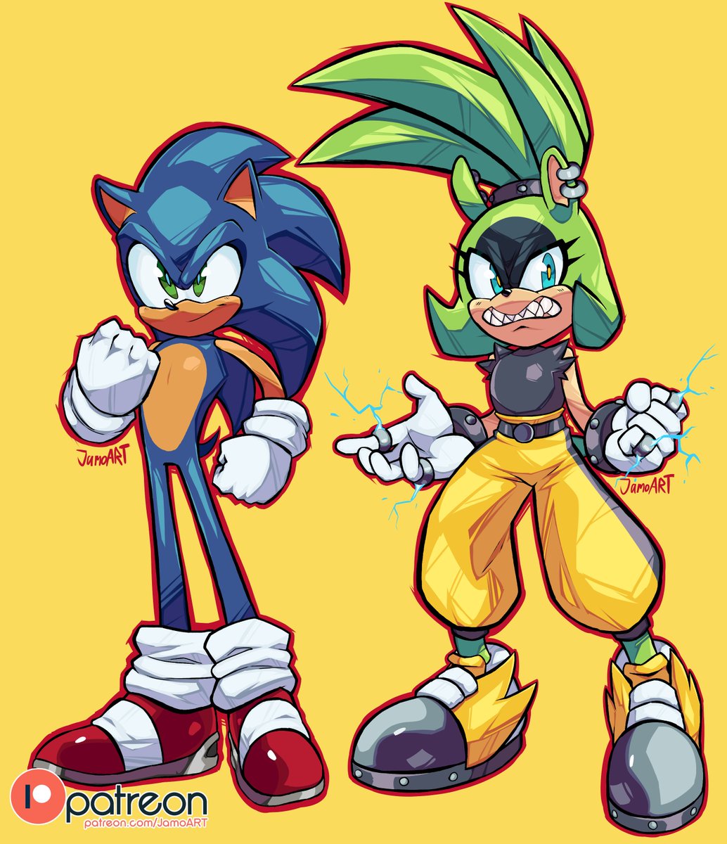 ソニック 「I drew Sonic and the Green Gremlin🦔⚡️ 」|Jamo🍜のイラスト