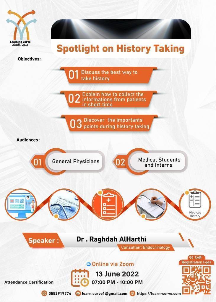 DoctorKSA Medical on Twitter: "REGISTER NOW!! Spotlight on History Taking By Dr.Raghdah Alharthi ...