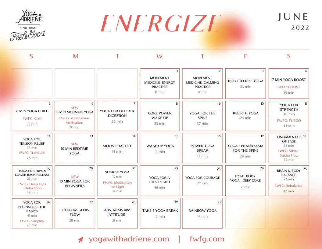 Adriene Mishler on Twitter: "Your yoga plan for June is here! Click on ...