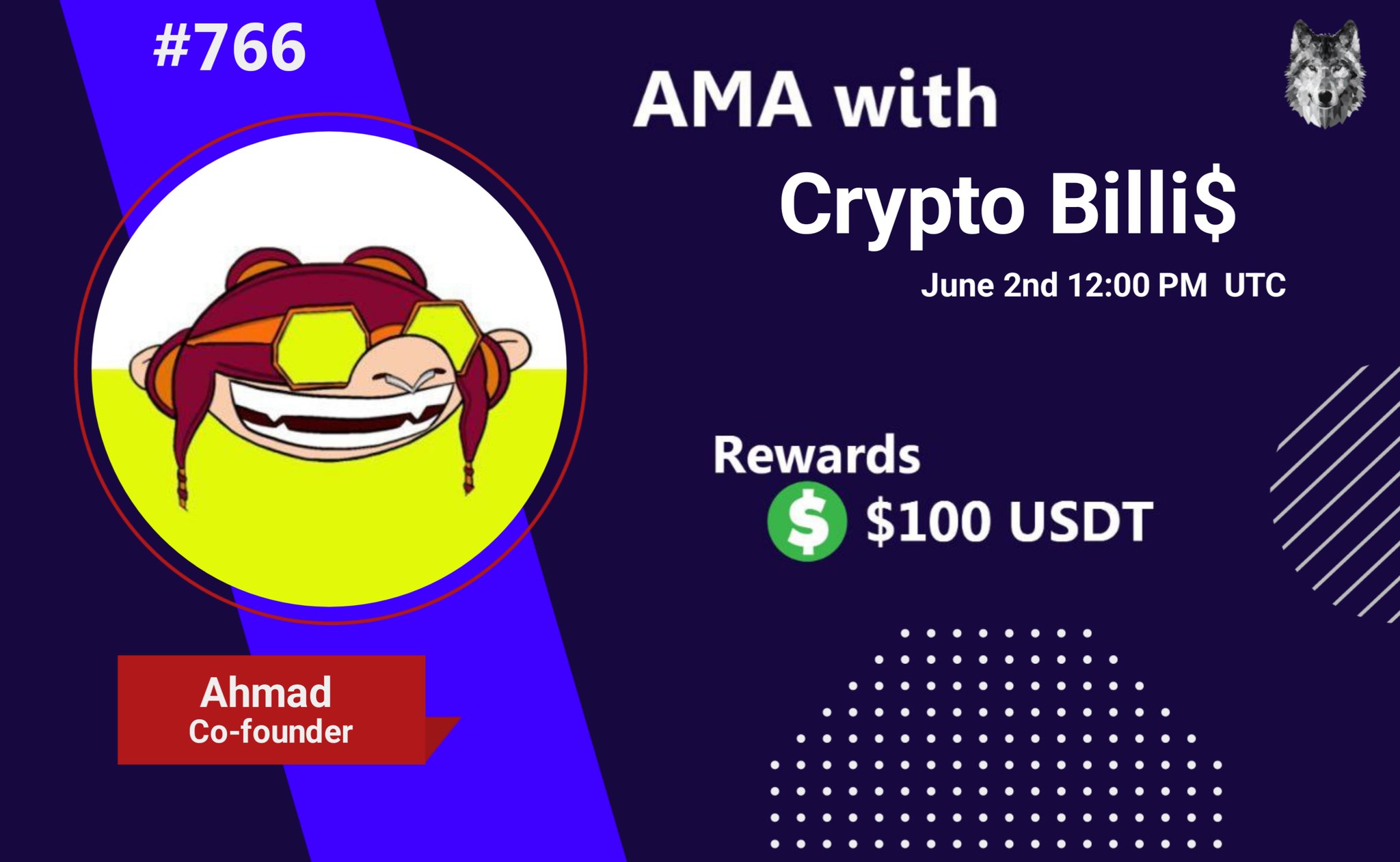 CryptoTiTans on Twitter: "🤍AMA Series With Crypto Billi$ 🎁Prize: $100 USDT 📆Date: June 2nd 12:00 ...
