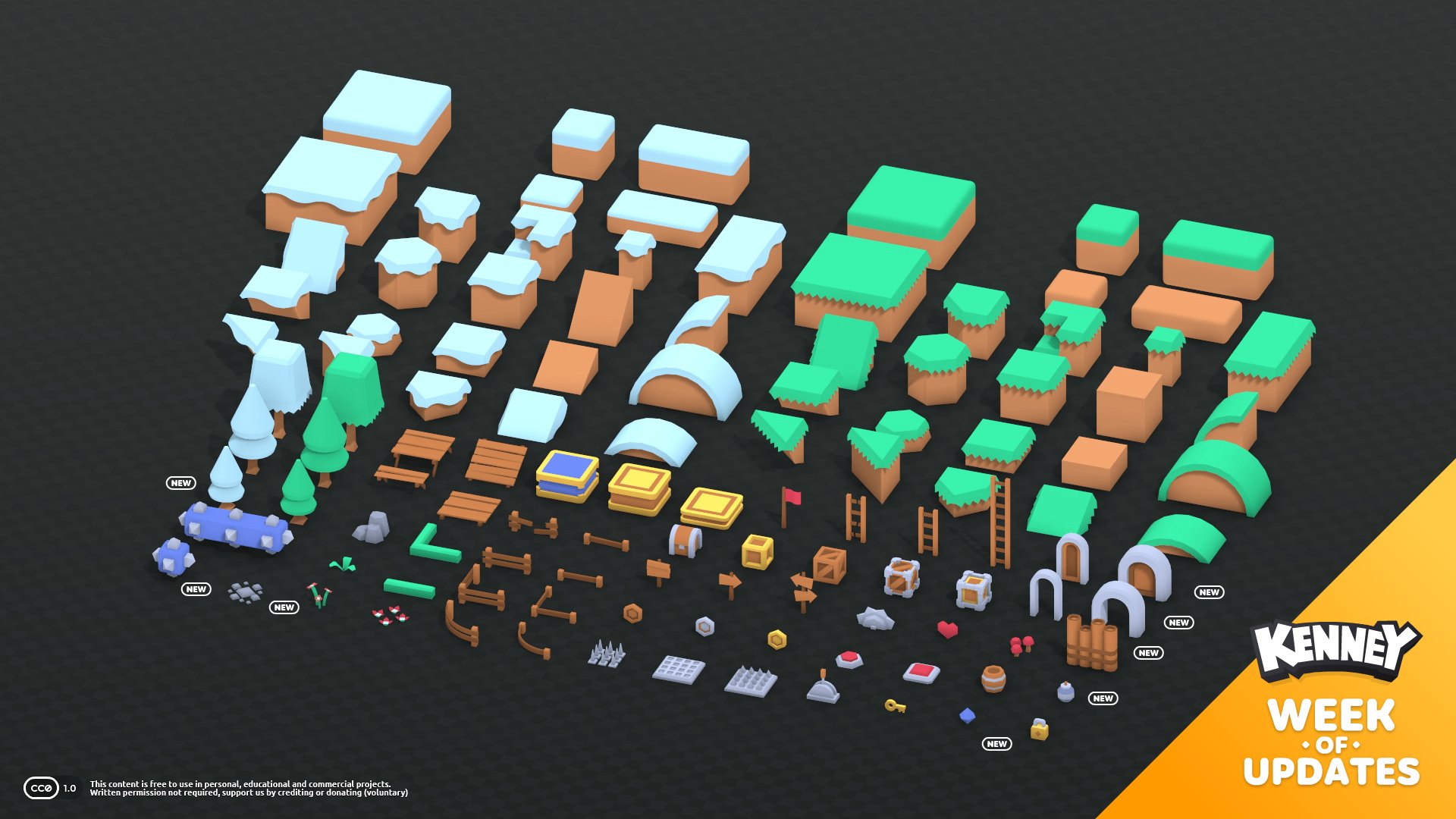 Kenney on Twitter: "DAY 3: Platformer Kit update! 🦘 Models have been improved and new objects ...