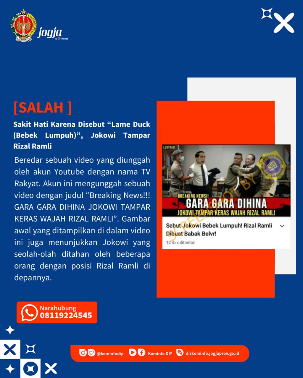 Kominfo DIY on Twitter: "Narahubung aduan konten : 08119224545 E-mail : aduankonten@kominfo.go ...