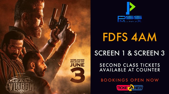 Pss Multiplex on Twitter: "#Vikram Advance Booking On full swing 💥🔥 FDFS at 4AM - screen 1 ...