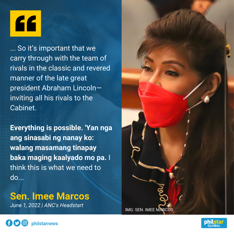 Philstar.com on Twitter: "'WALANG MASAMANG TINAPAY...' Sen. Imee Marcos says "everything is ...