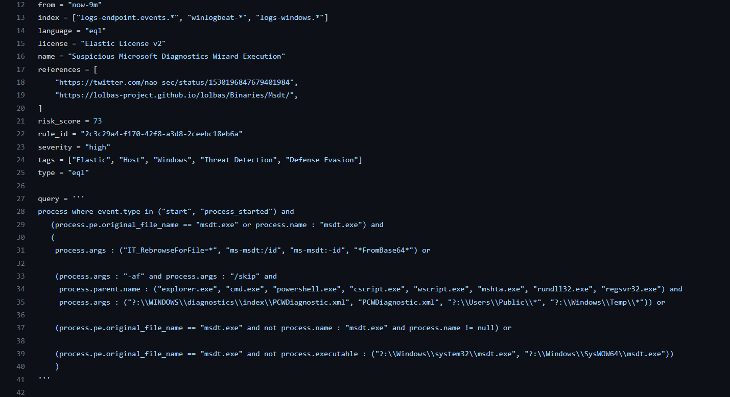 Samir on Twitter: "Elastic endpoint security has been updated to Prevent Office -> MSDT (# ...
