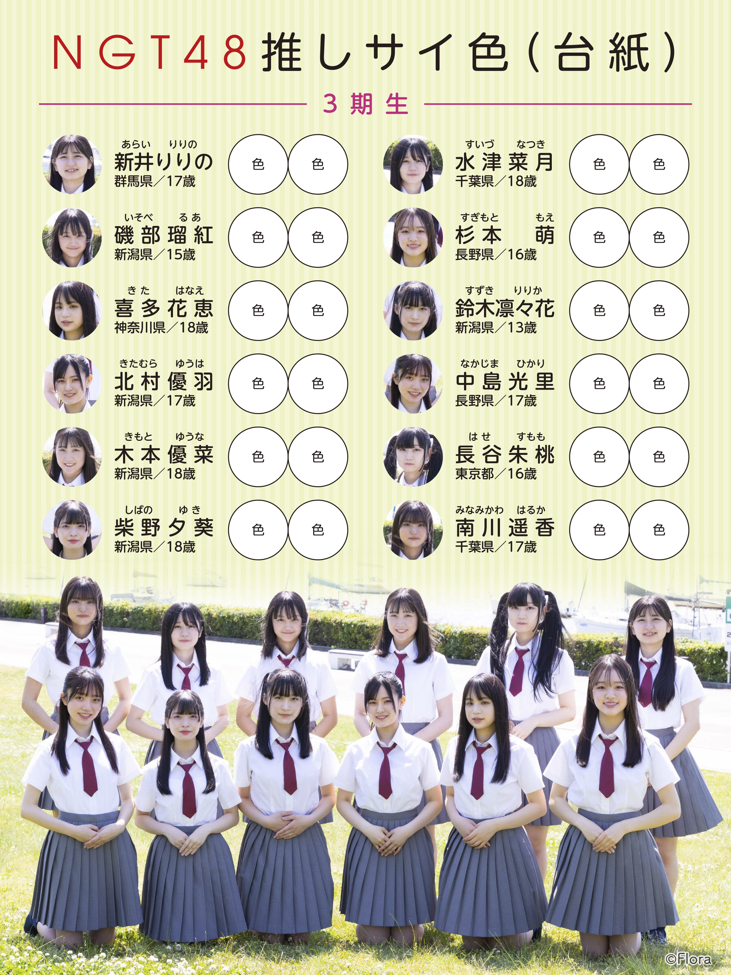 ゆぅ@NGT48推し on Twitter: "#NGT48 に 3期生12名が加入しました 早速ですが 推しサイ一覧表の 台紙を作りました ここに何色が入るのか 今からすごく楽しみです ...