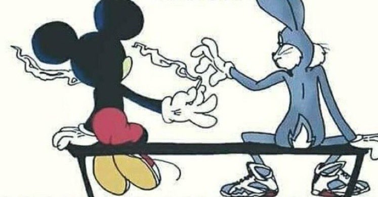 Mickey Mouse And Bugs Bunny Smoking Weed