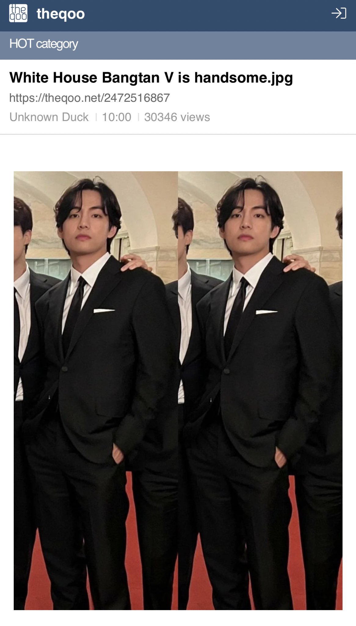 KTH FACTS on Twitter: "[INFO] Post about V at the White House is a trending HOT topic on TheQoo ...