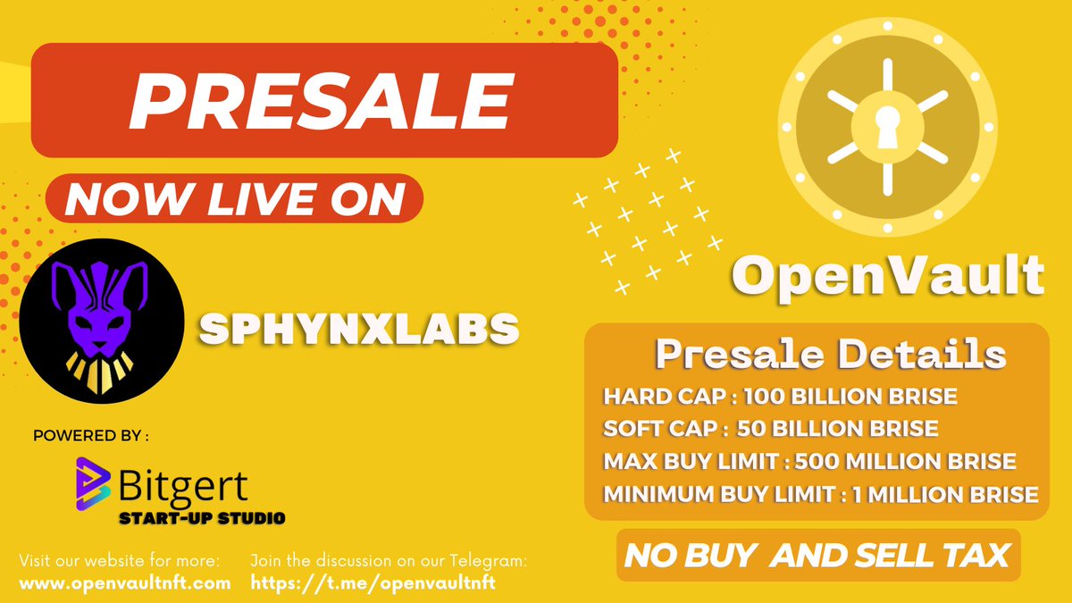 OpenVault on Twitter: "🎉🎉OpenVault Presale is now live on SphynxLabs!!! 🎉🎉 IDO AGREEMENT SIGNED ...
