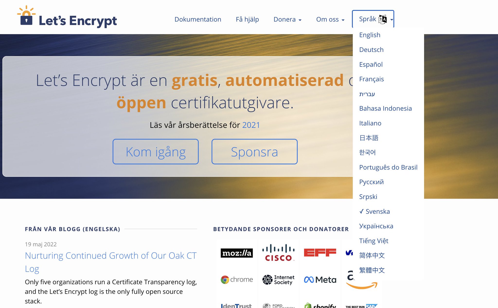 GoHugo.io on Twitter: "Did we mention Hugo's language support? This is the Let’s Encrypt website ...