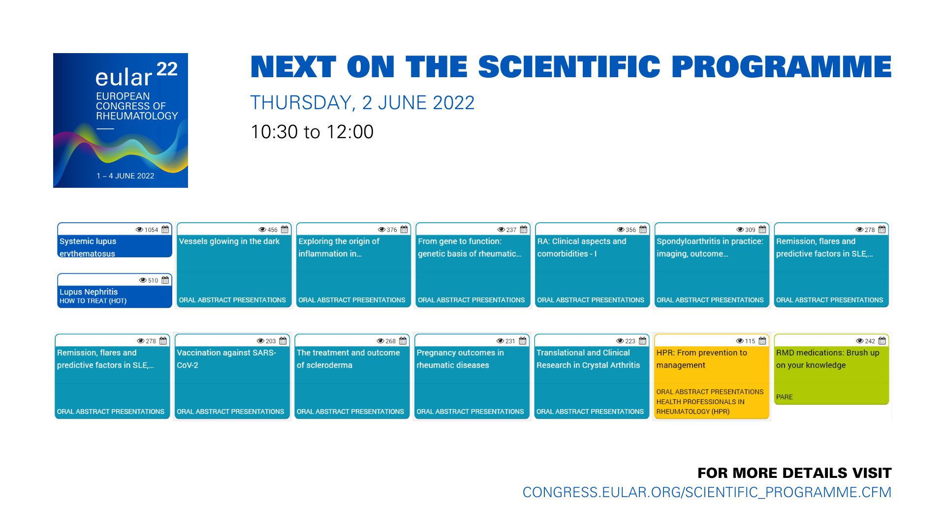 EULAR on Twitter: "Take a look at what's next in the Scientific Programme at #EULAR2022! 🌎 ...