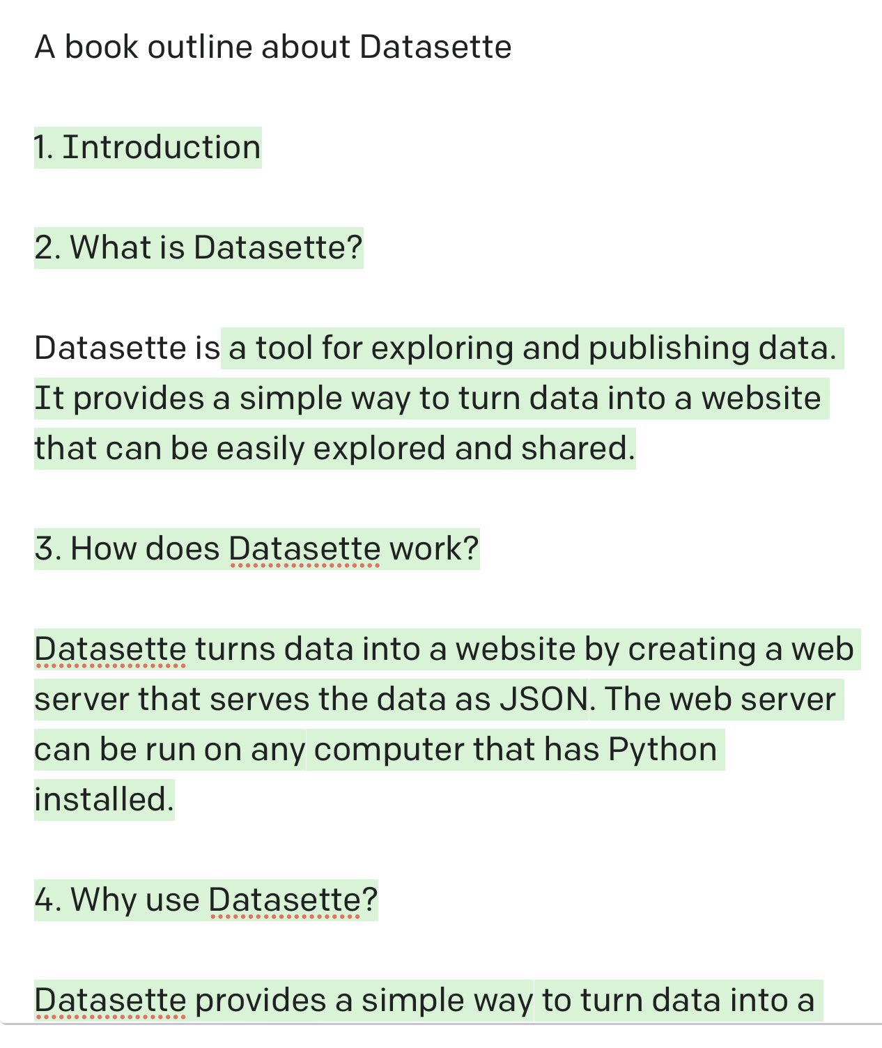 Simon Willison on Twitter: "I asked GPT-3 to write a tutorial for getting started with Datasette ...