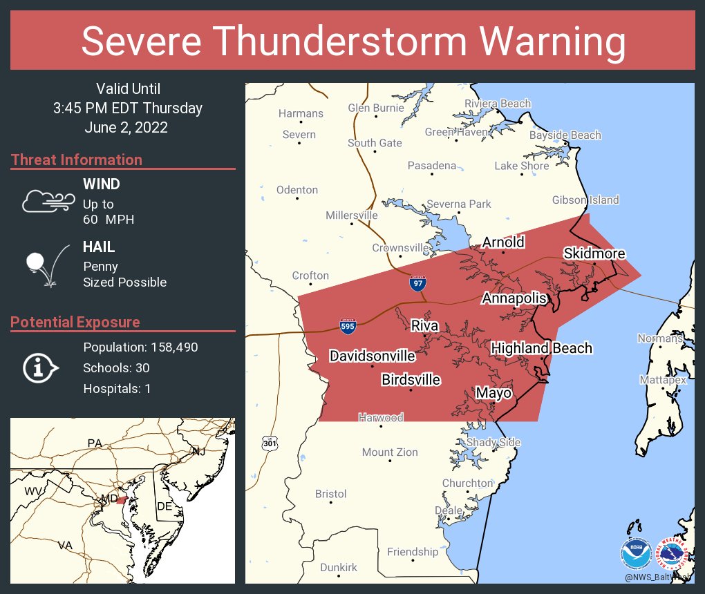Nws Baltimore Washington On Twitter Severe Thunderstorm Warning
