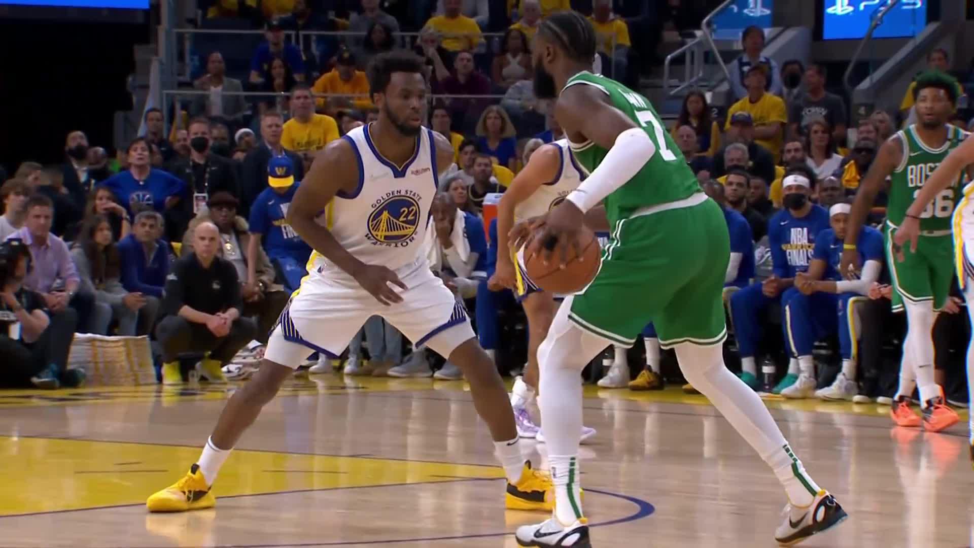 ClutchPoints on Twitter: "Jaylen Brown knocks down the jump shot over Andrew Wiggins to tie the ...