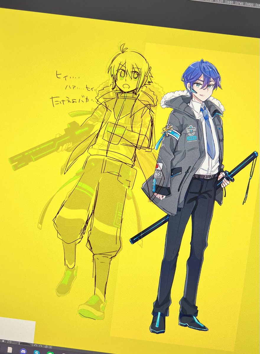 「これは相方の立ち絵に合わせて一度完成させた絵の頭身を修正しているところ 」|ハルタ＠通販再開しましたのイラスト