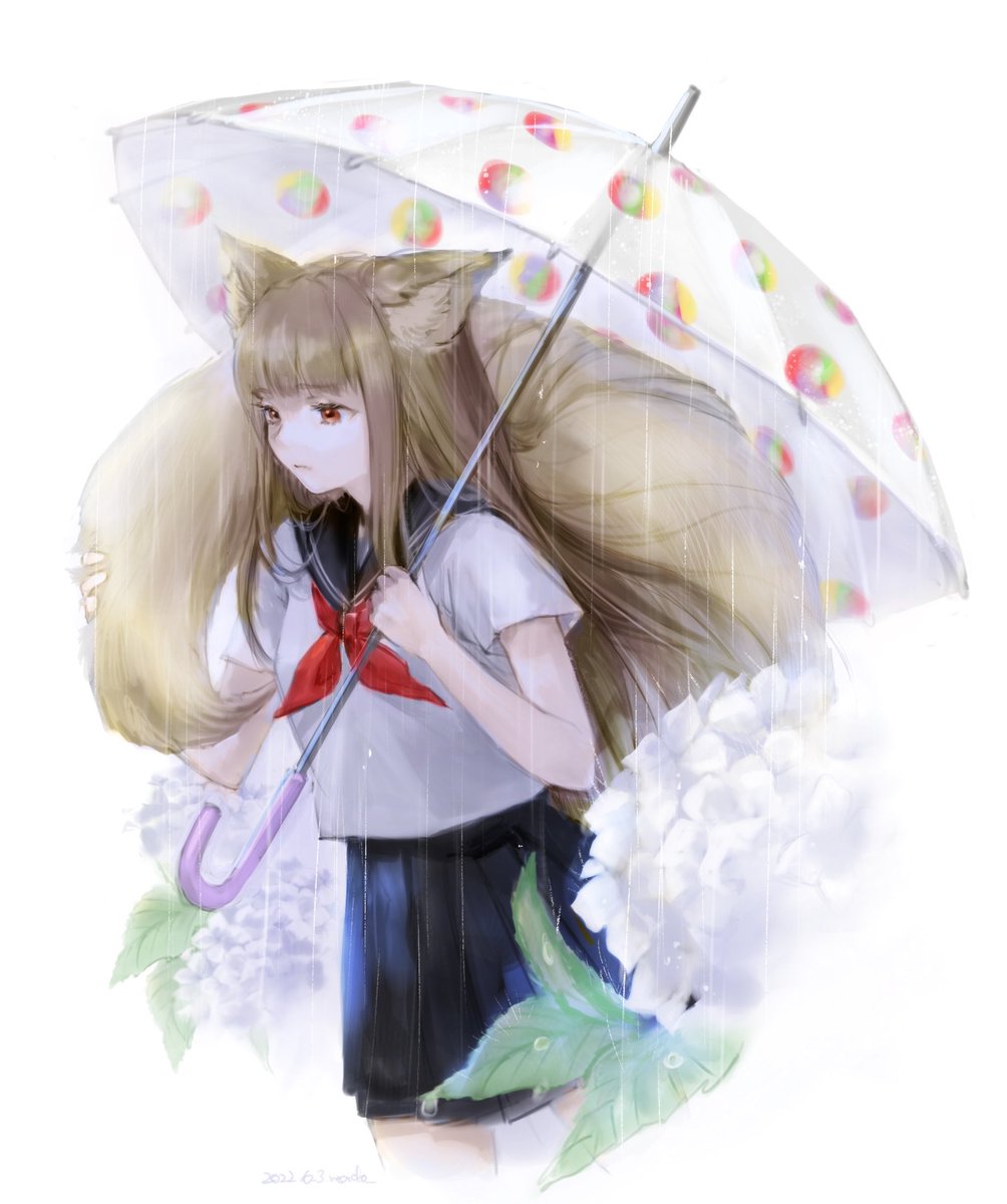 「尻尾を濡らしたくない🦊 」|mado_nicのイラスト