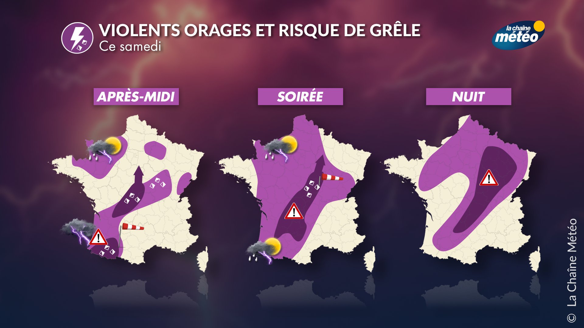 La Chaîne Météo on Twitter: "⚡️💦⚡️Après une accalmie samedi matin et jusqu'en milieu d'après ...