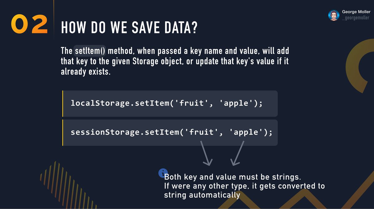 💡 JavaScript: Local Storage vs Session Storage 🧵 Thread 👇 - Thread from George Moller ...