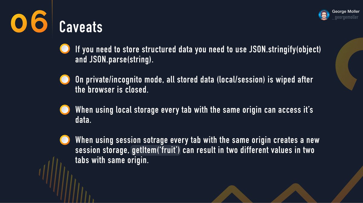 💡 JavaScript: Local Storage vs Session Storage 🧵 Thread 👇 - Thread from George Moller ...