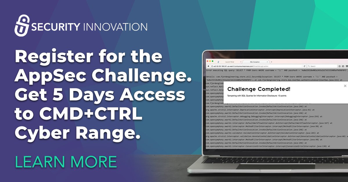 Security Innovation on Twitter: "Sharpen your #softwaresecurity skills through the 5-day CMD ...